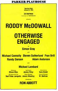Roddy McDowall in the play, "Otherwise Engaged"